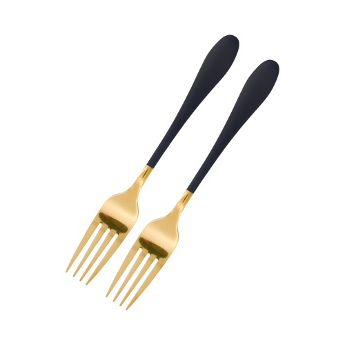 1012 #1 Gold Black Handled Fork 2PC - Honry Kitchenware