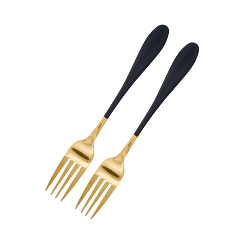 1012 #2 Gold Black Handled Fork 2PC - Honry Kitchenware