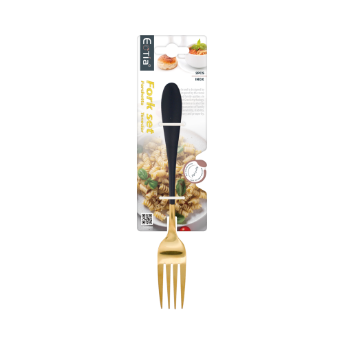 1012 #2 Gold Black Handled Fork 2PC - Honry Kitchenware